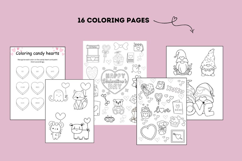 Valentine's Day Kids Printable Activity Bundle With Coloring Pages for ...