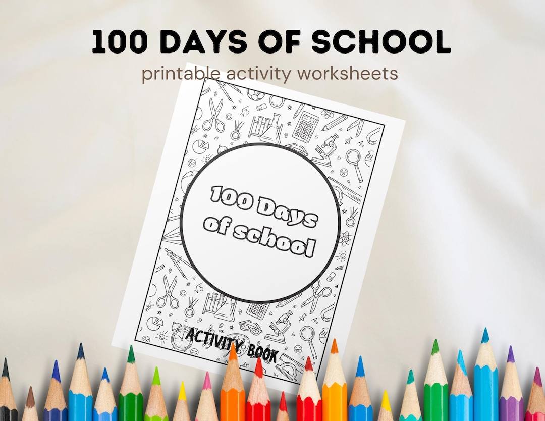 100 Days of School Coloring Page Set Instant Download 100 Days Class ...