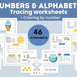 Kids Learning Worksheets, Alphabets, Numbers, Colors (PDF Pattern) - Etsy
