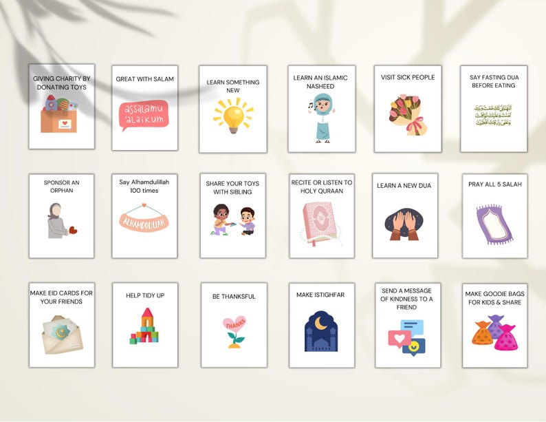 Ramadan Good Deeds Cards Printable, Kids Activity (PDF) - Etsy