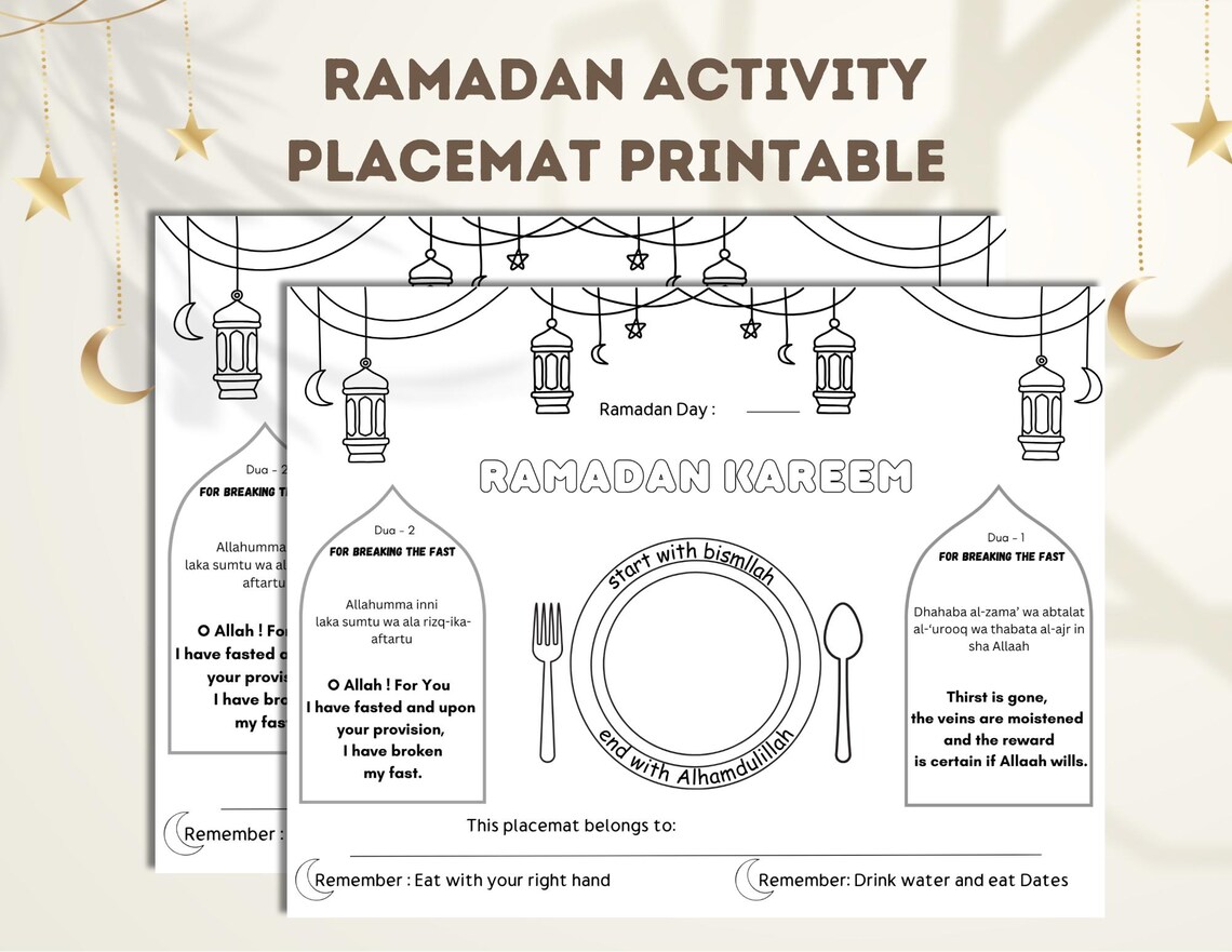 Ramadan Placemat Printable, Ramadan Activity Placemat, Ramadan ...
