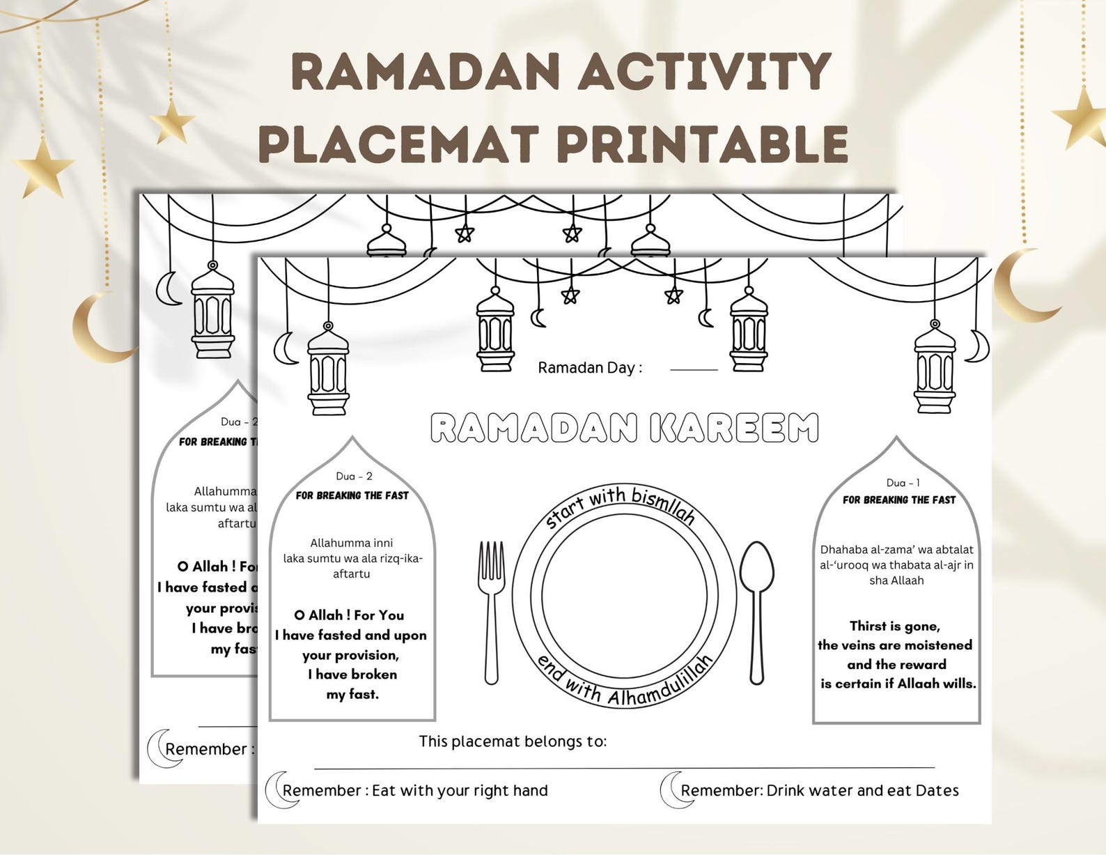 Ramadan Placemat Printable, Ramadan Activity Placemat, Ramadan ...