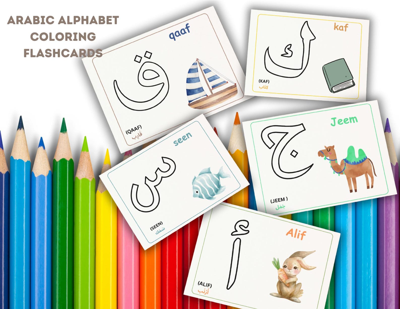 Printable Arabic Alphabet Flashcards | English Translation (PDF) - Etsy
