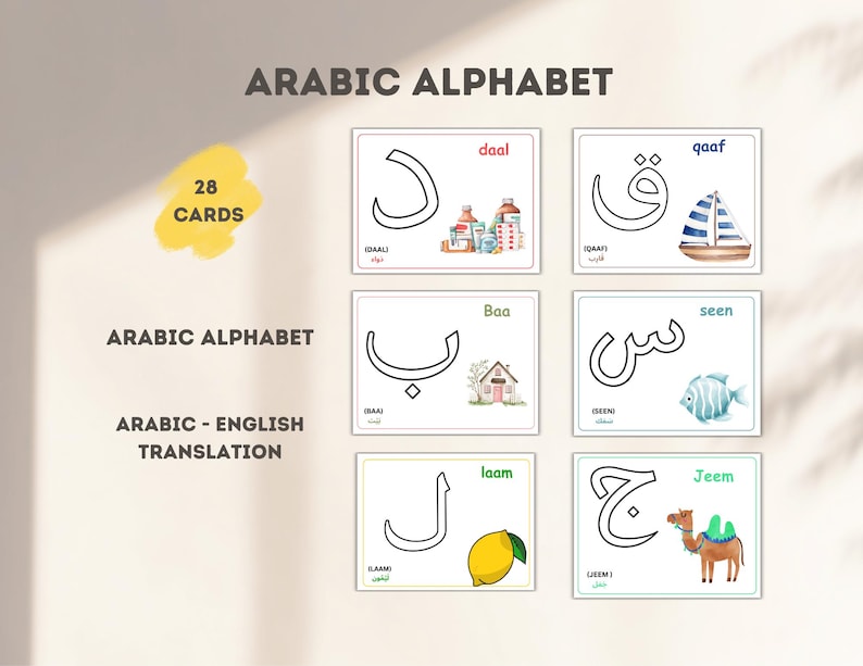 Printable Arabic Alphabet Flashcards | Arabic Flashcards Alphabets With ...