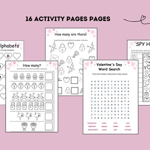 Valentine's Day Kids Printable Activity Bundle With Coloring Pages for ...