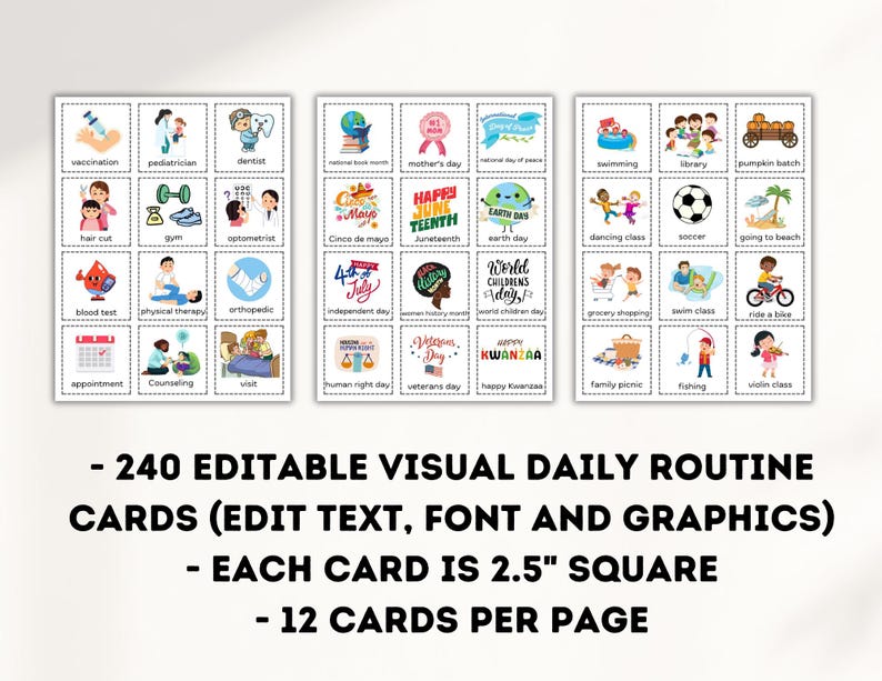 Editable Kids Daily Routine Cards | Daily Visual Schedule | Chore Chart ...