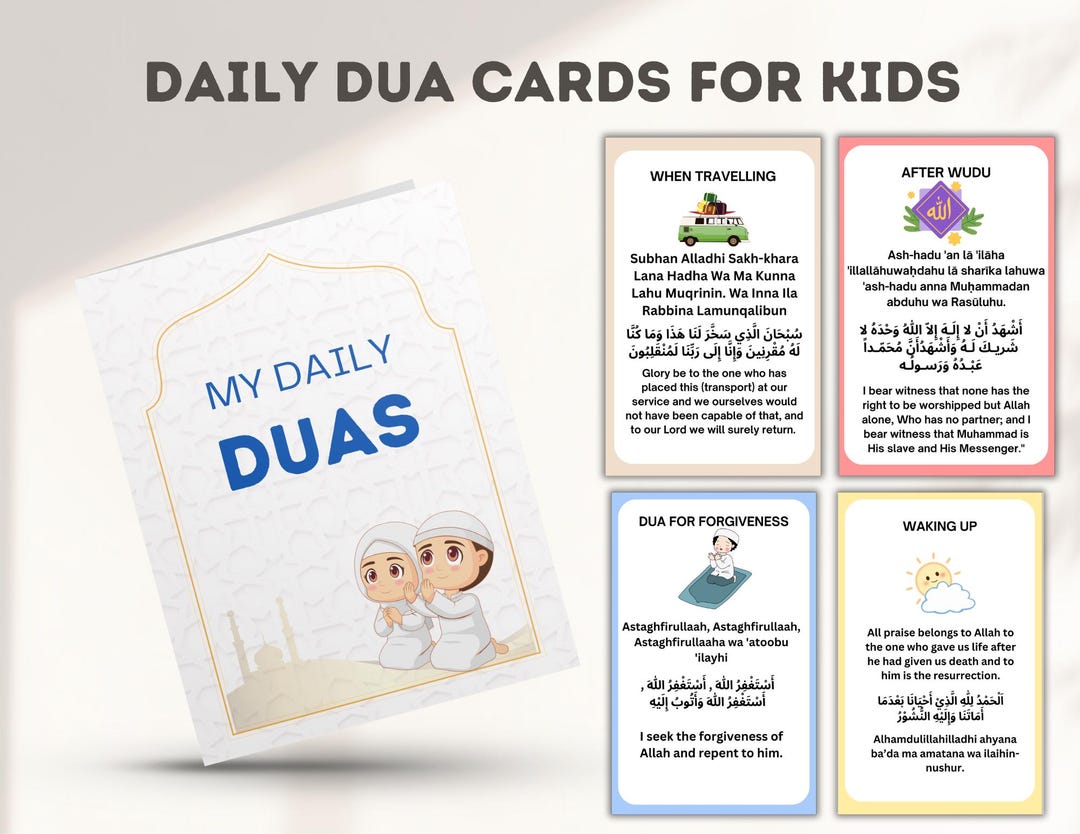 Kids Islamic Dua Flashcards, Daily Prayers (PDF Pattern) - Etsy