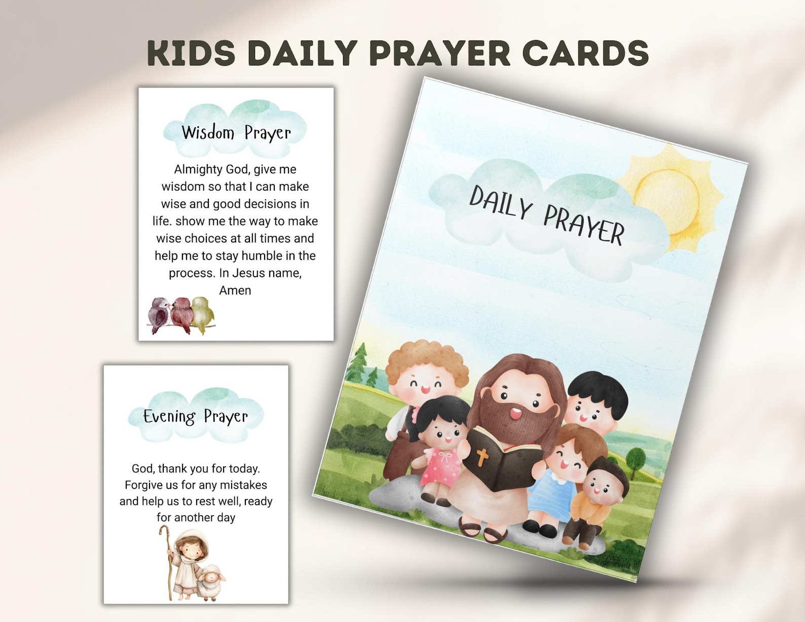 Children's Prayer Cards - 60 Christian Prayer Cards for Kids, Printable ...