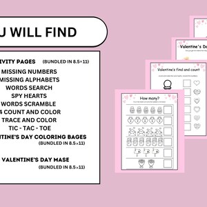 Valentine's Day Kids Printable Activity Bundle With Coloring Pages for ...