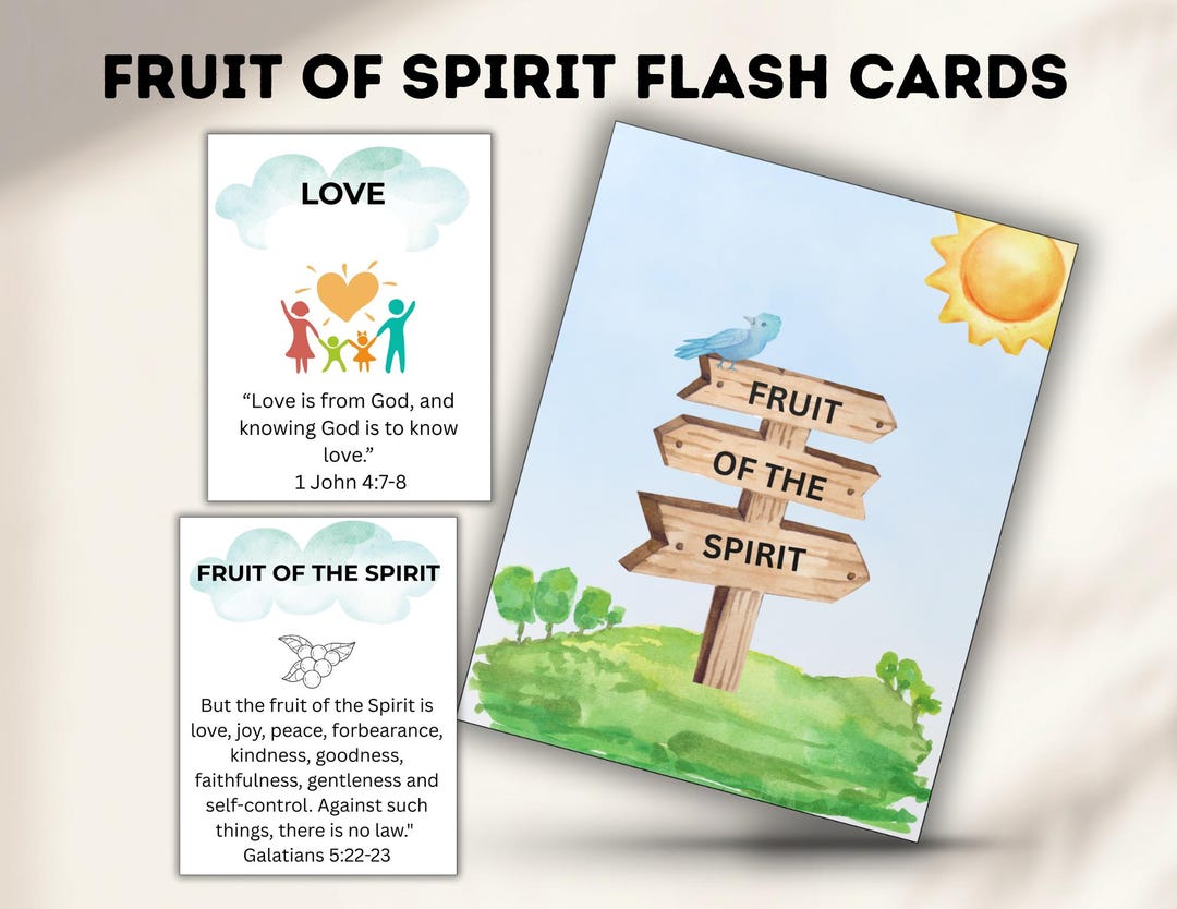 Fruit of the Spirit Flash Cards | Calming Corner, Montessori, Education ...