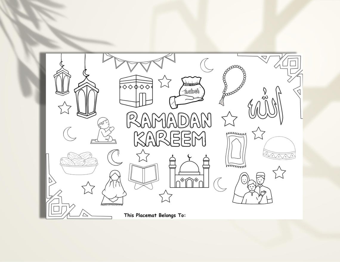 Ramadan Placemat Printable, Ramadan Activity Placemat, Ramadan ...