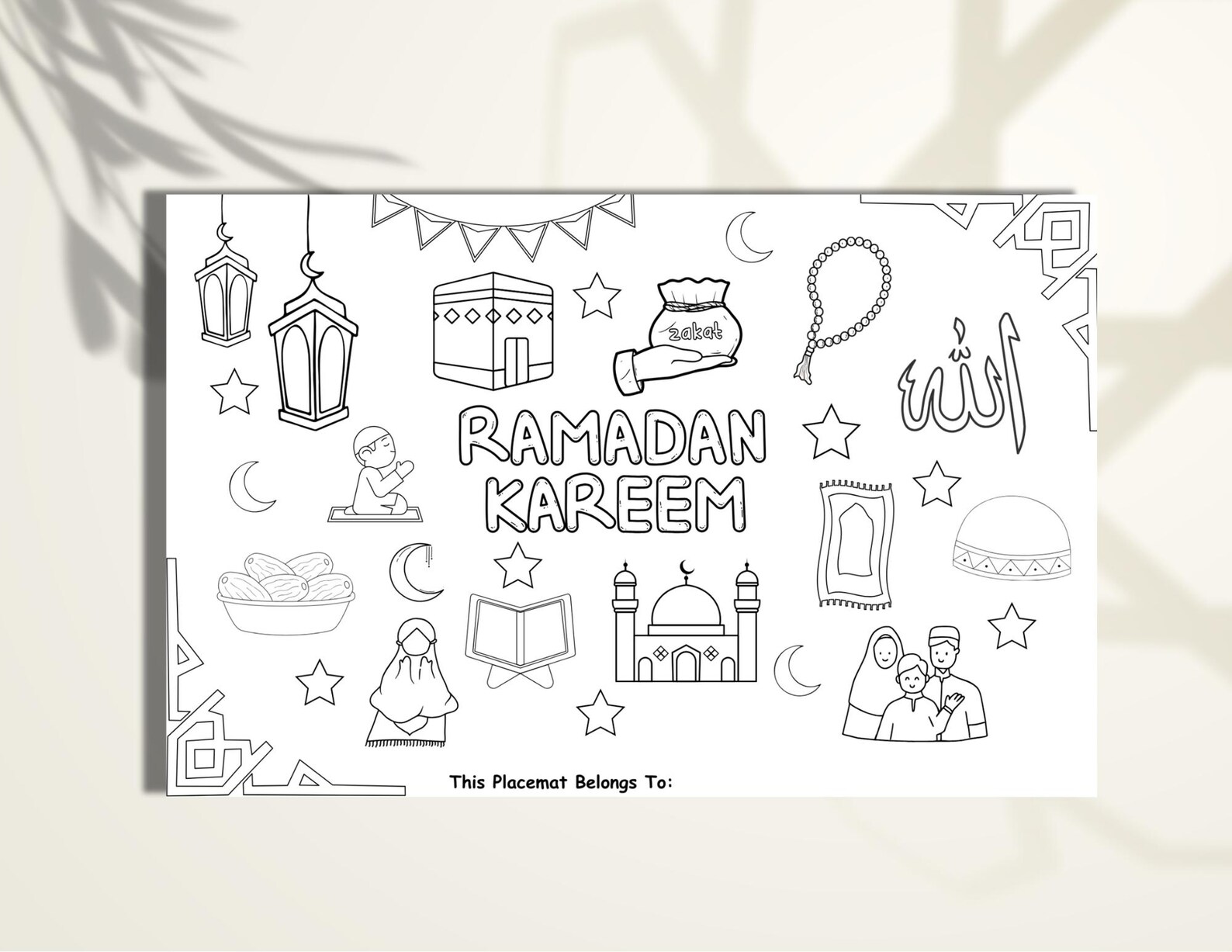 Ramadan Placemat Printable, Ramadan Activity Placemat, Ramadan ...