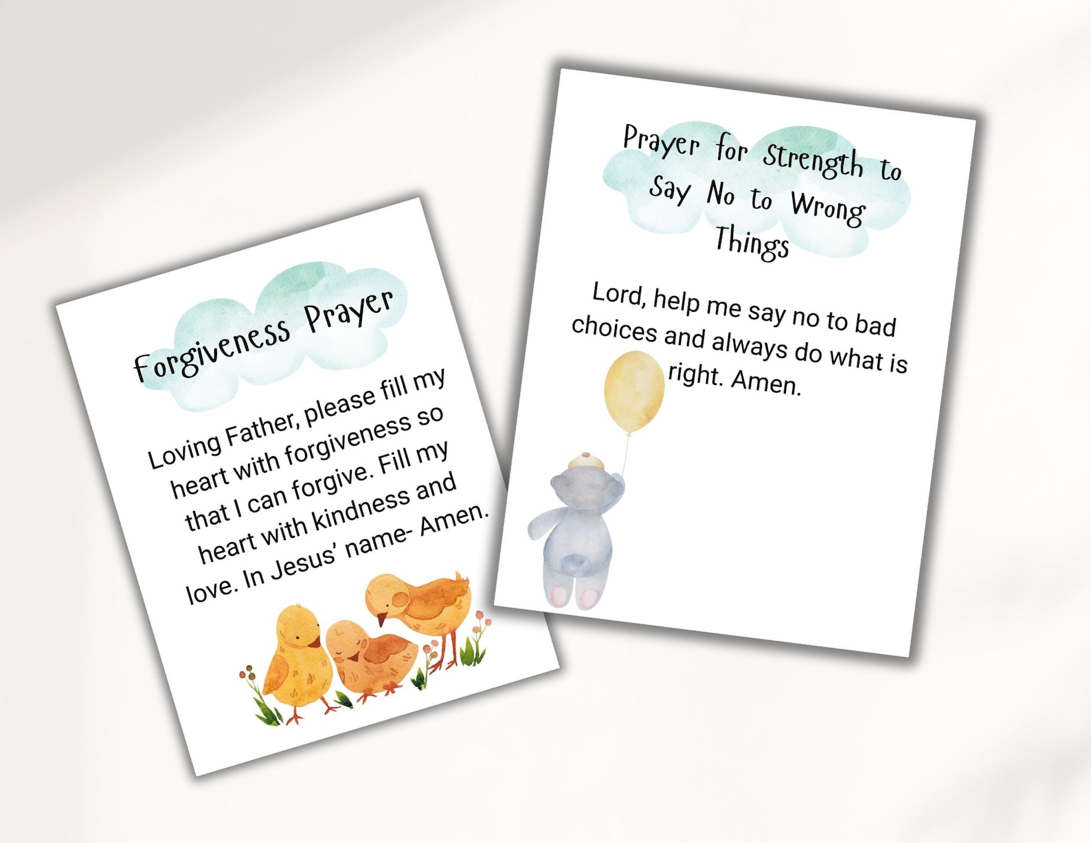 Children's Prayer Cards - 60 Christian Prayer Cards for Kids, Printable ...