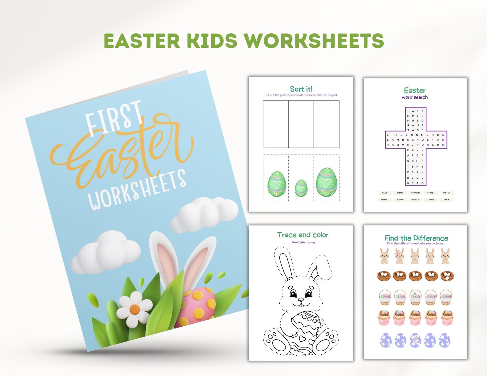 Christian Easter Kids Activity Bundle, Bible Coloring Pages (digital ...