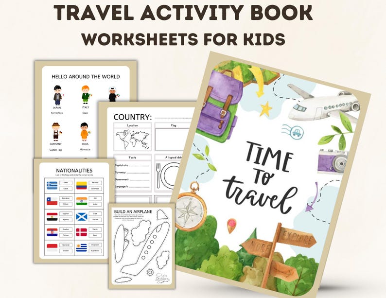 Kids Travel Activity Sheets Vacation Activity Kids Road Trip Activities ...
