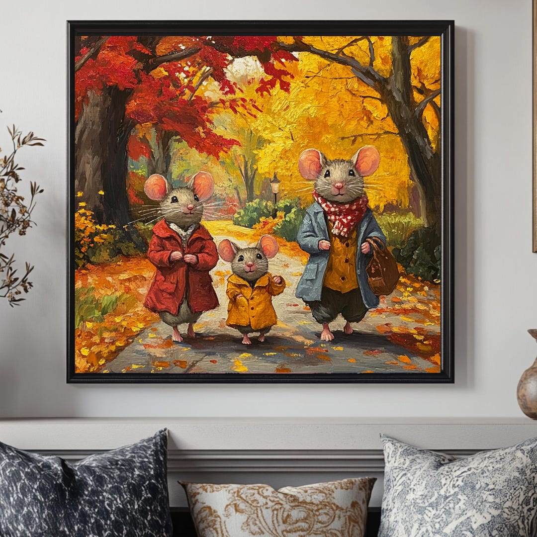 Cute Mice Art for Kids Living Room Nursery Animal Art Oil Painting for ...