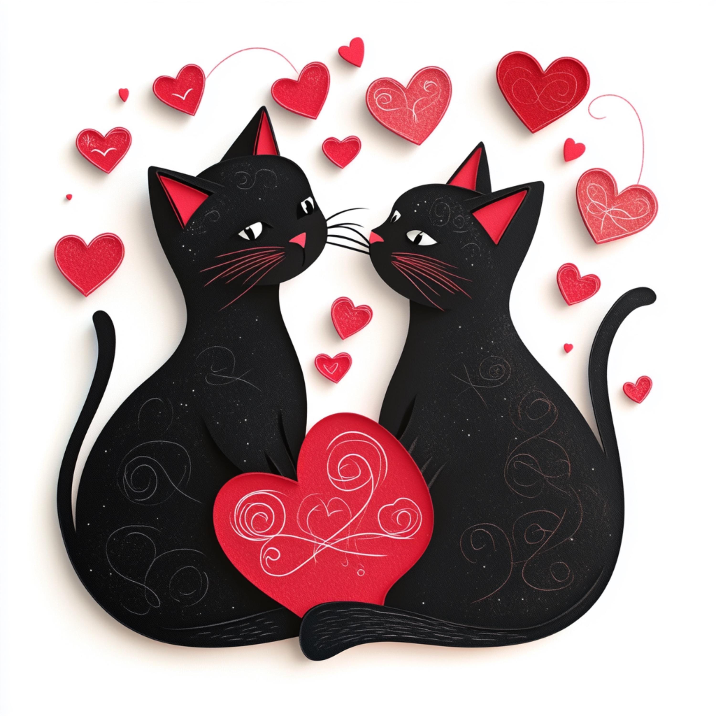 Valentine's Day Cat Clip Art, Cute Digital Download for Wife or Husband ...