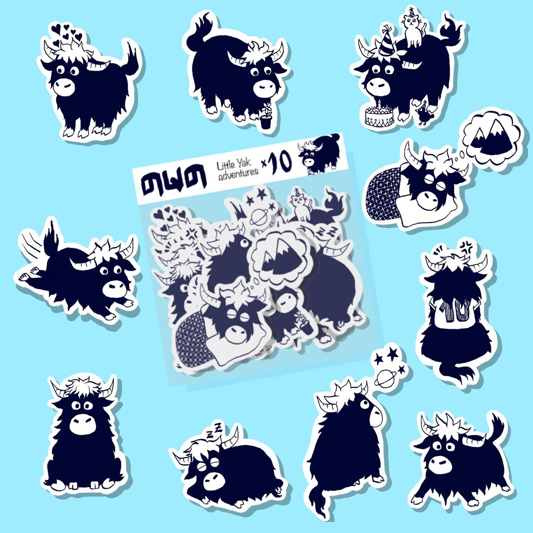 10pcs Cute Yak Sticker Pack / Junk Journal Stickers / Planner Sticker ...