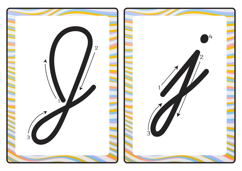 Printable Cursive Alphabet Flashcards | 27-page Set | Uppercase ...