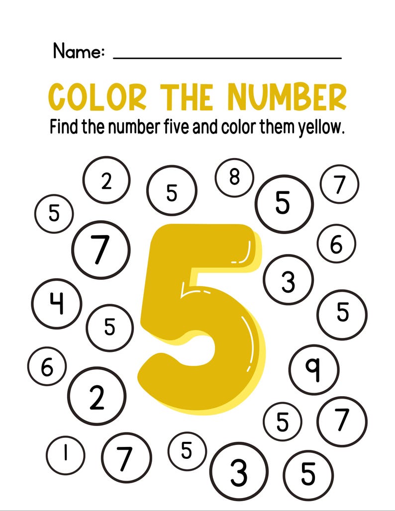 Number Recognition Color Worksheets | 1–9 Printable Activity Set ...