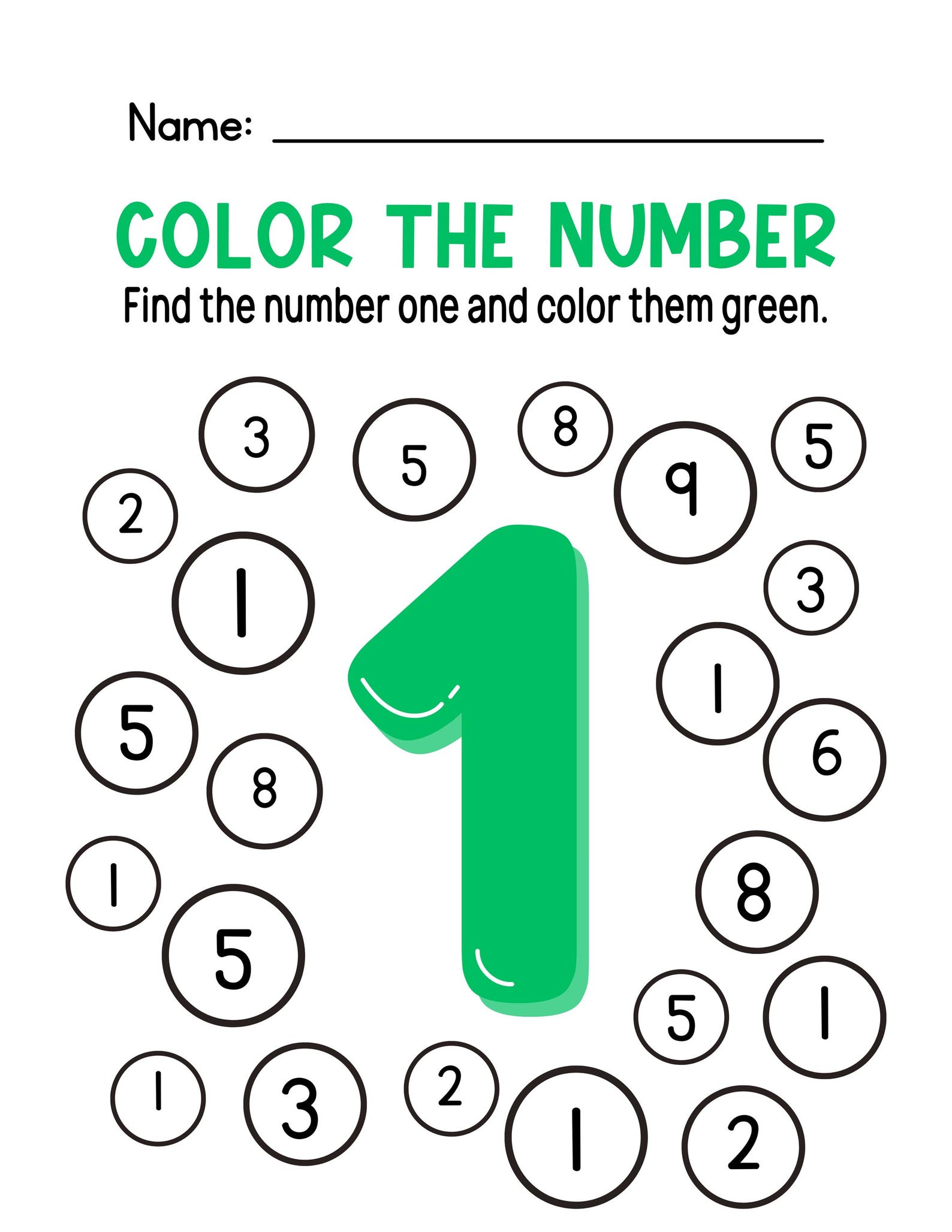 Number Recognition Color Worksheets | 1–9 Printable Activity Set ...