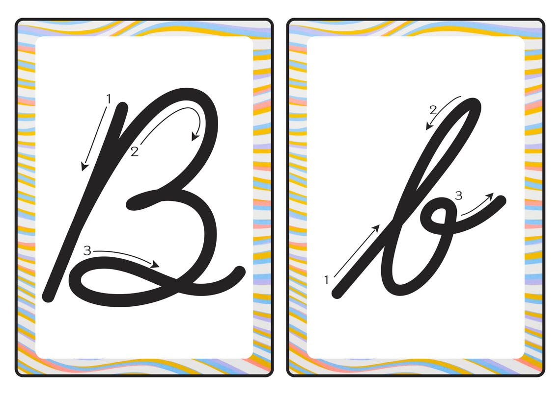 Printable Cursive Alphabet Flashcards | 27-page Set | Uppercase ...