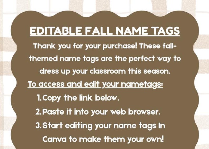 Editable Fall Nametags | Canva Template | Autumn Classroom Name Tags - Etsy