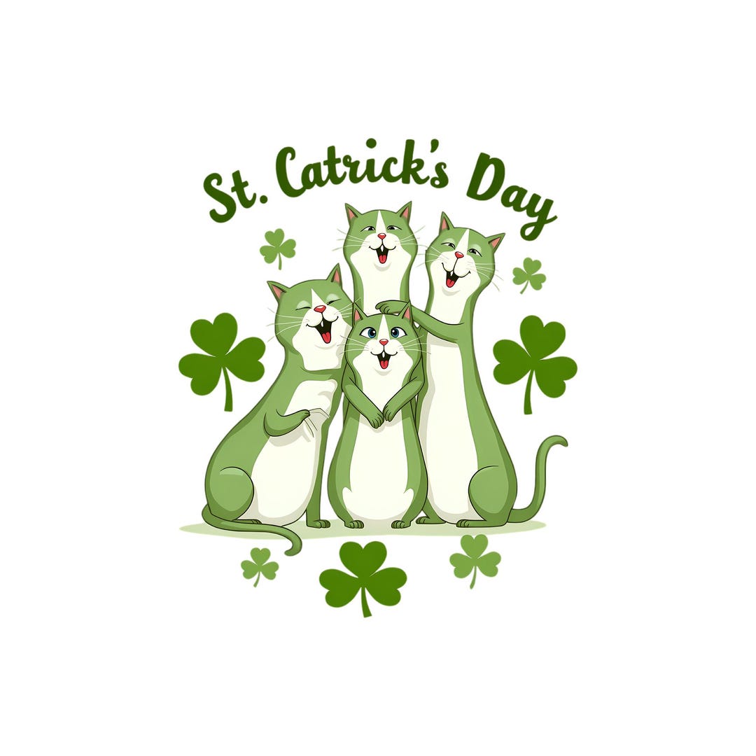 St. Patrick’s Day Cats Png, Lucky Cats Png, Festive Irish Cat Clipart ...