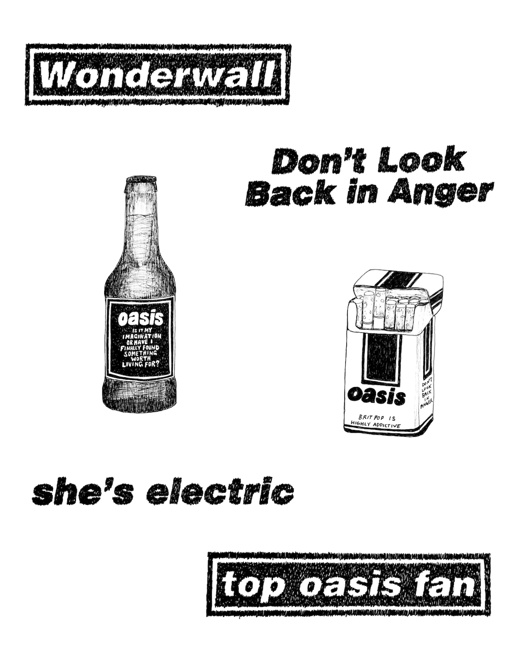 Oasis Sticker Pack, Cigarettes & Alcohol - Etsy