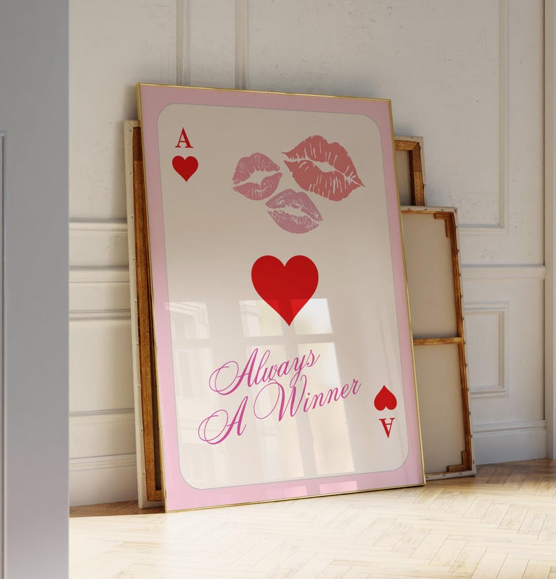 Ace of Hearts Poster, Pink Lips Y2K Art, Coquette Room Decor - Etsy UK