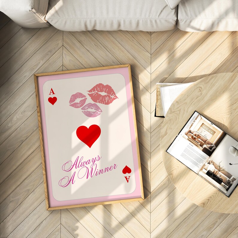 Ace of Hearts Poster, Pink Lips Y2K Art, Coquette Room Decor - Etsy UK