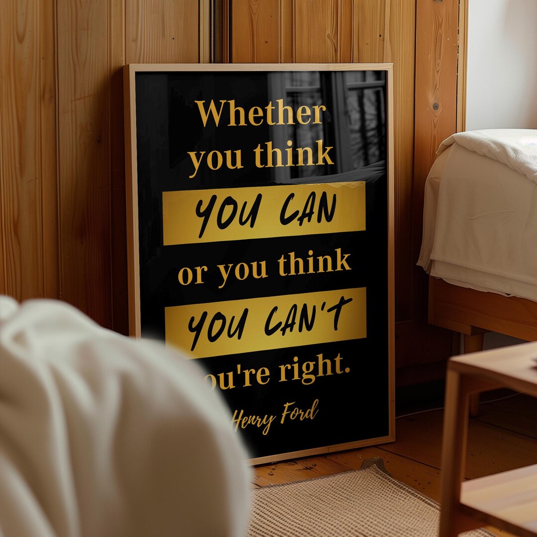 Henry Ford Quote Poster, Motivation Print Positive Wall Art, Luxury ...