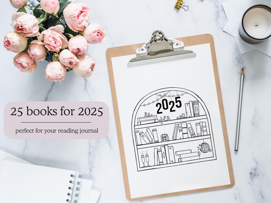 2025 Bookshelf Reading Tracker | Printable Coloring Page (PDF PNG ...