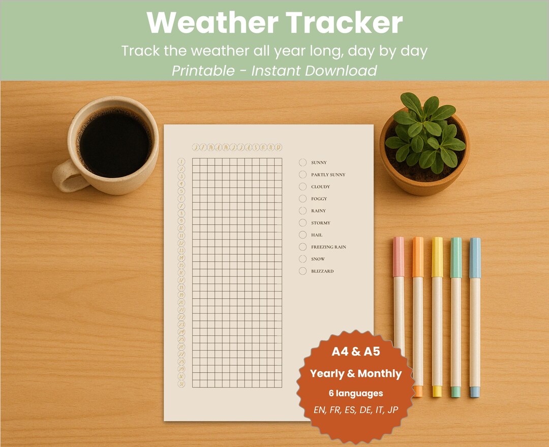 2025 Printable Weather Tracker – Annual & Monthly Weather Tracker A4 ...