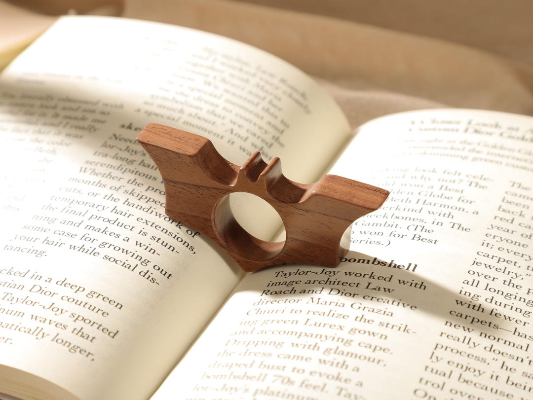 Walnut Wood Book Page Holder, Book Accessories, Bat Shape Book Page ...