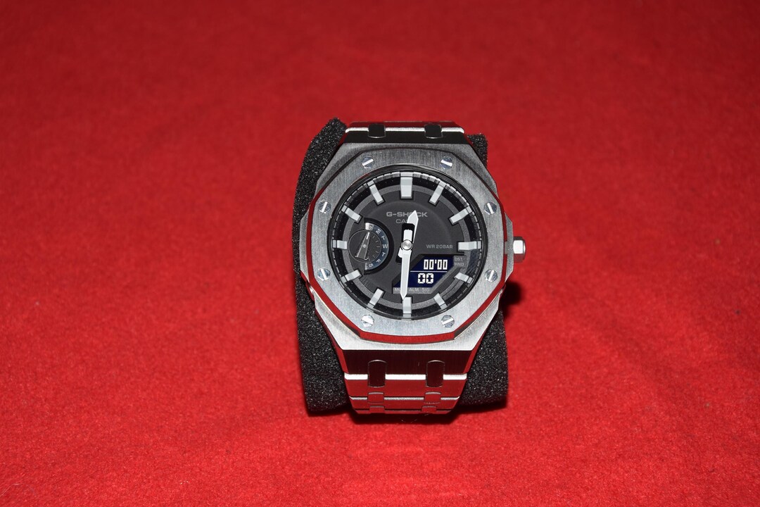 Custom G-shock Stainless Silver Moon, Casio GA-2100, Gen 5 Mod - Etsy