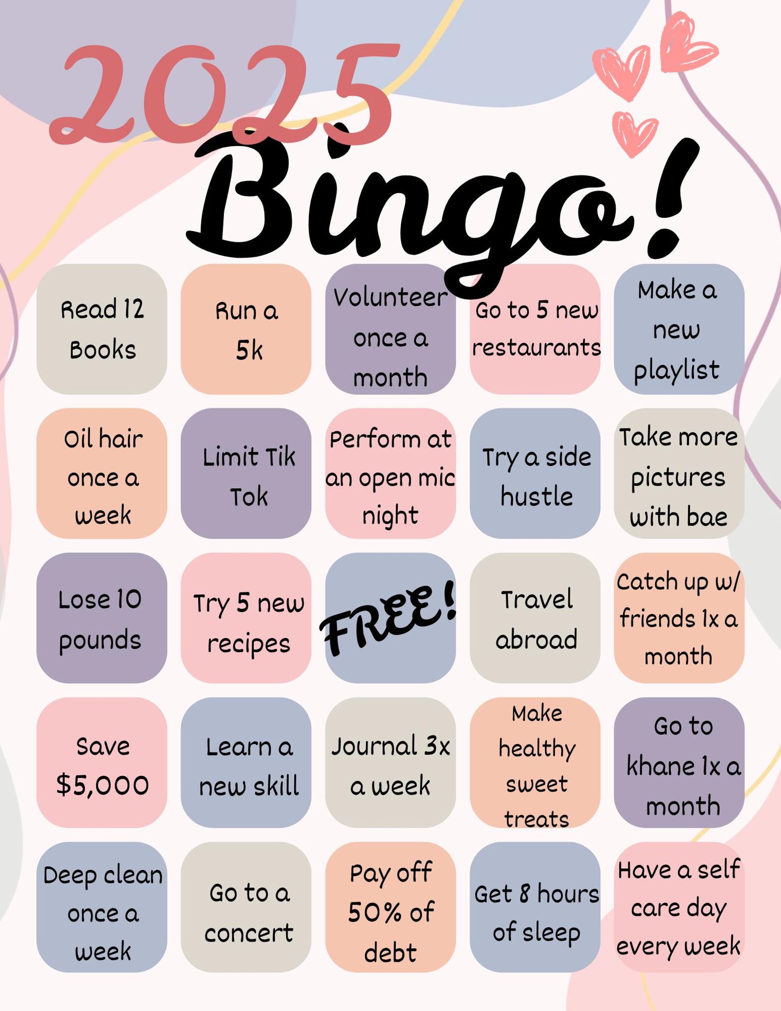 Vision Board Bingo: Track Your 2025 Wins - Canva Template - Etsy