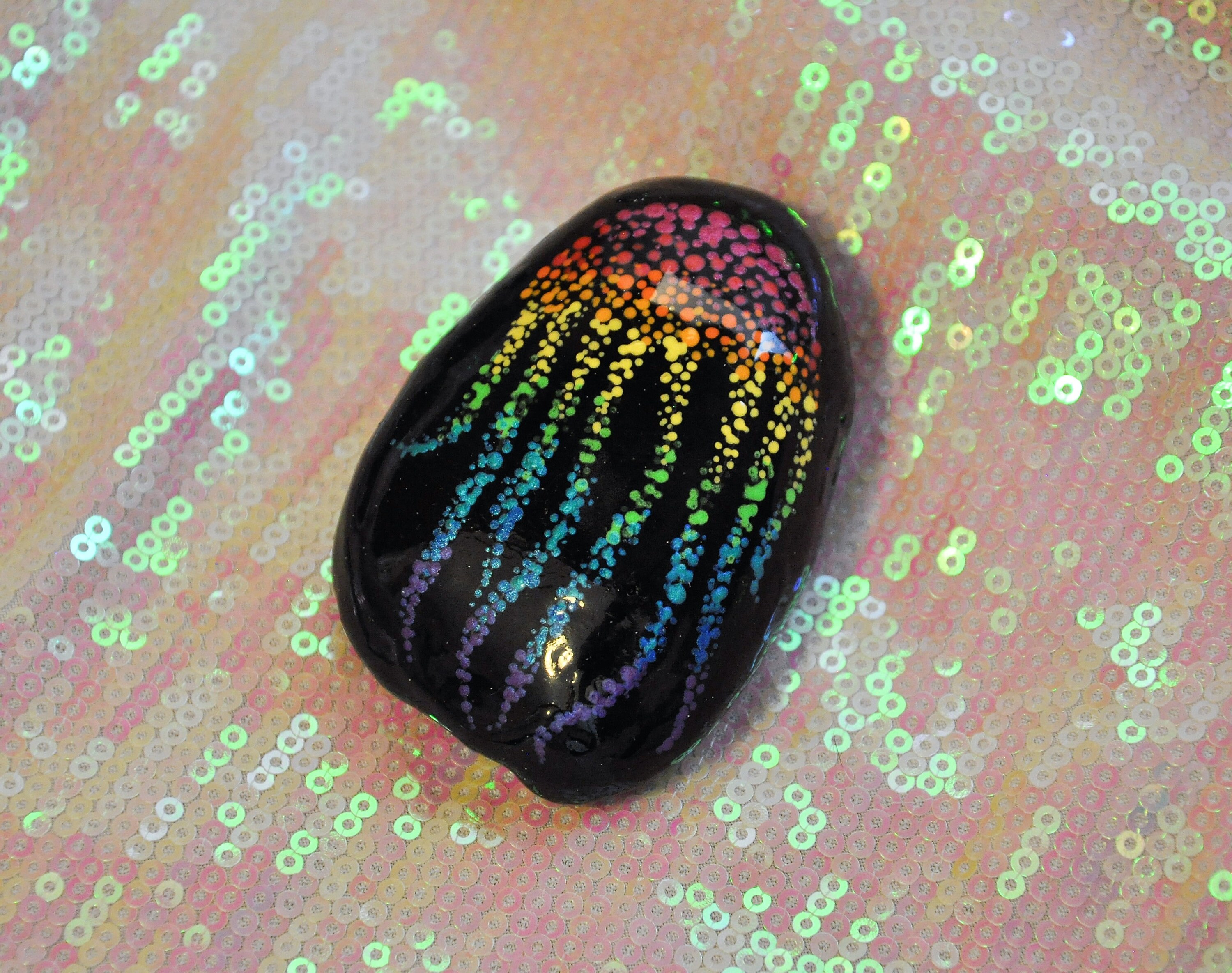 Handpainted Rainbow Jellyfish Dot Rock / Stone Sealed W/ - Etsy