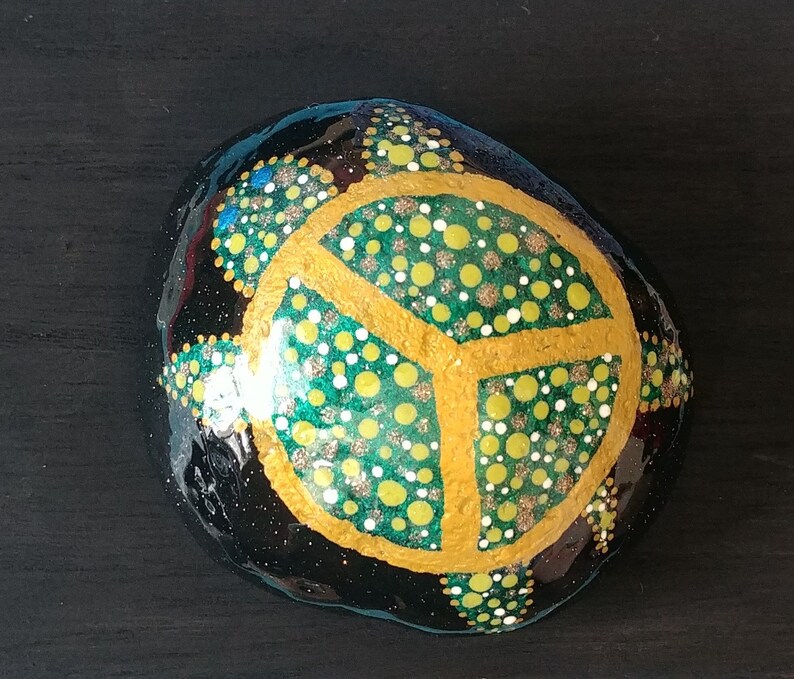 Handpainted Peace Sign Sea Turtle Dot Rock / Stone Sealed W/ - Etsy