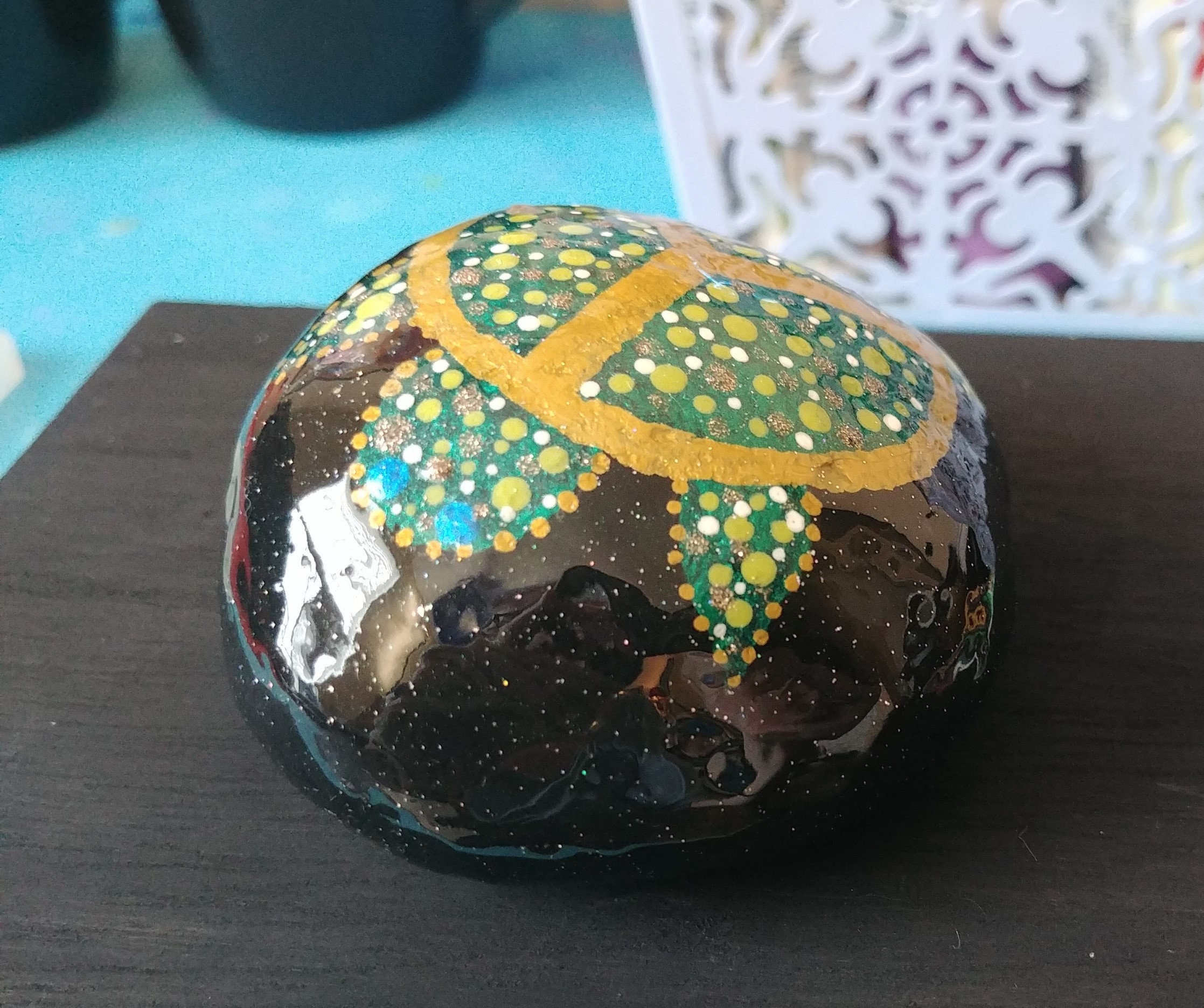 Handpainted Peace Sign Sea Turtle Dot Rock / Stone Sealed W/ - Etsy