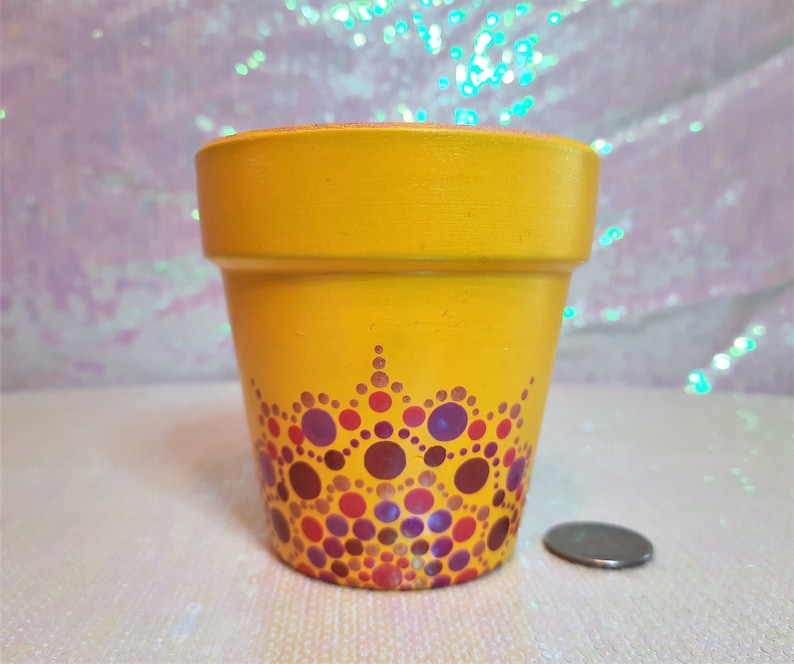 Small Hand-painted Flower Pot Mandala Pattern Dot Painting - Etsy