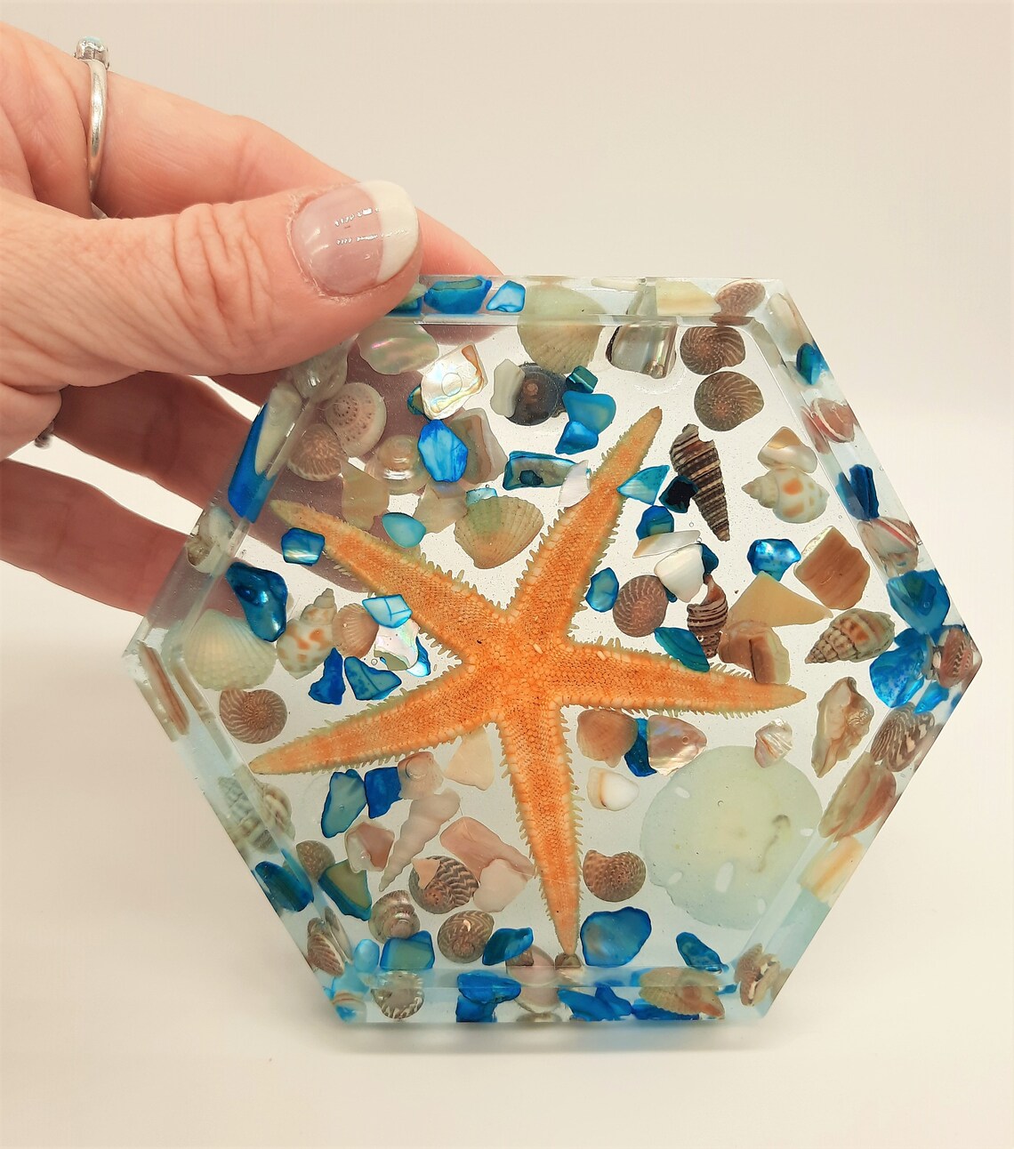 Eco-friendly Resin Seashell Coasters set of 4 W/ Mica | Etsy