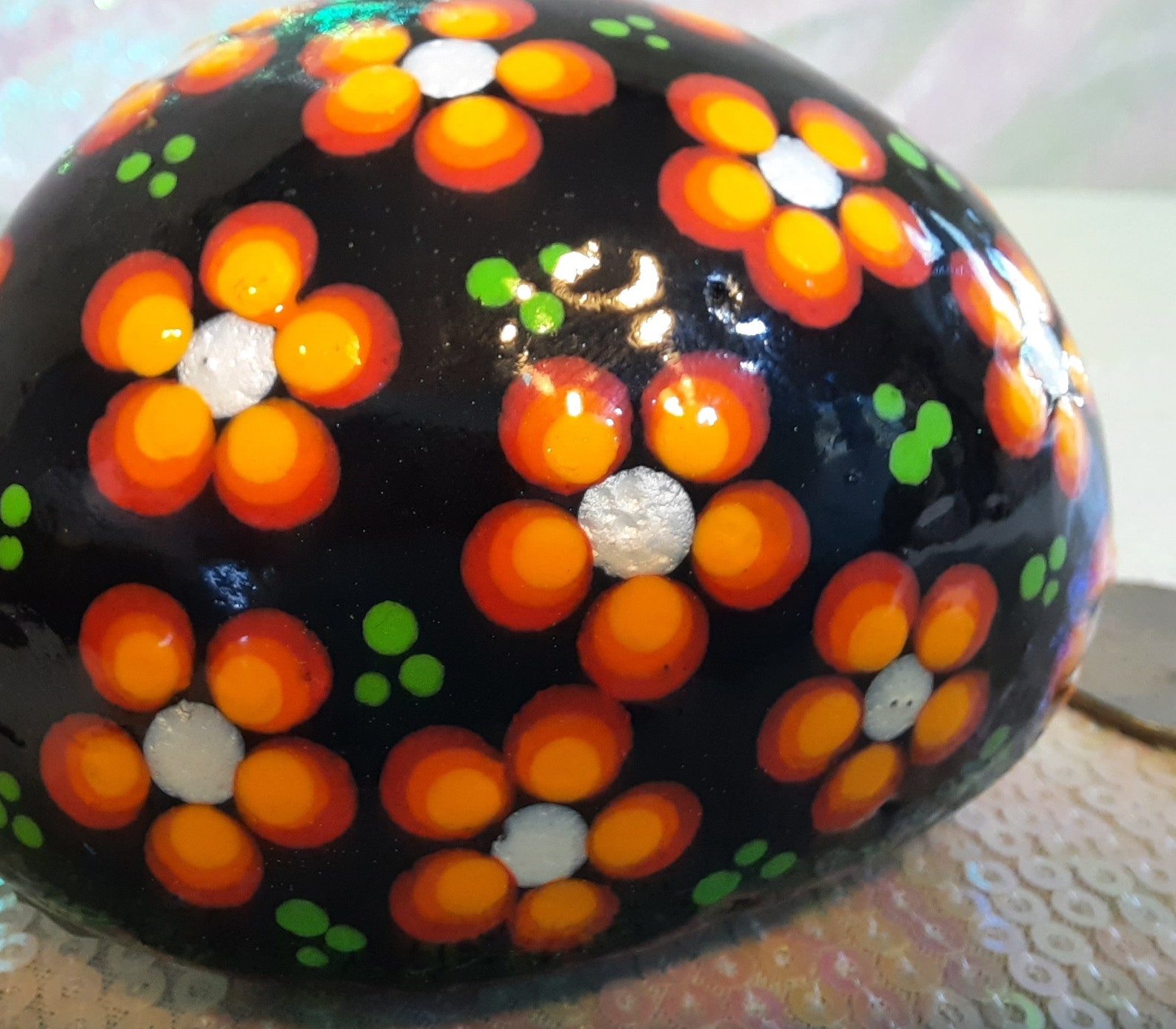Orange Hand-painted Flower Garden Rock / Stone Sealed W/ - Etsy
