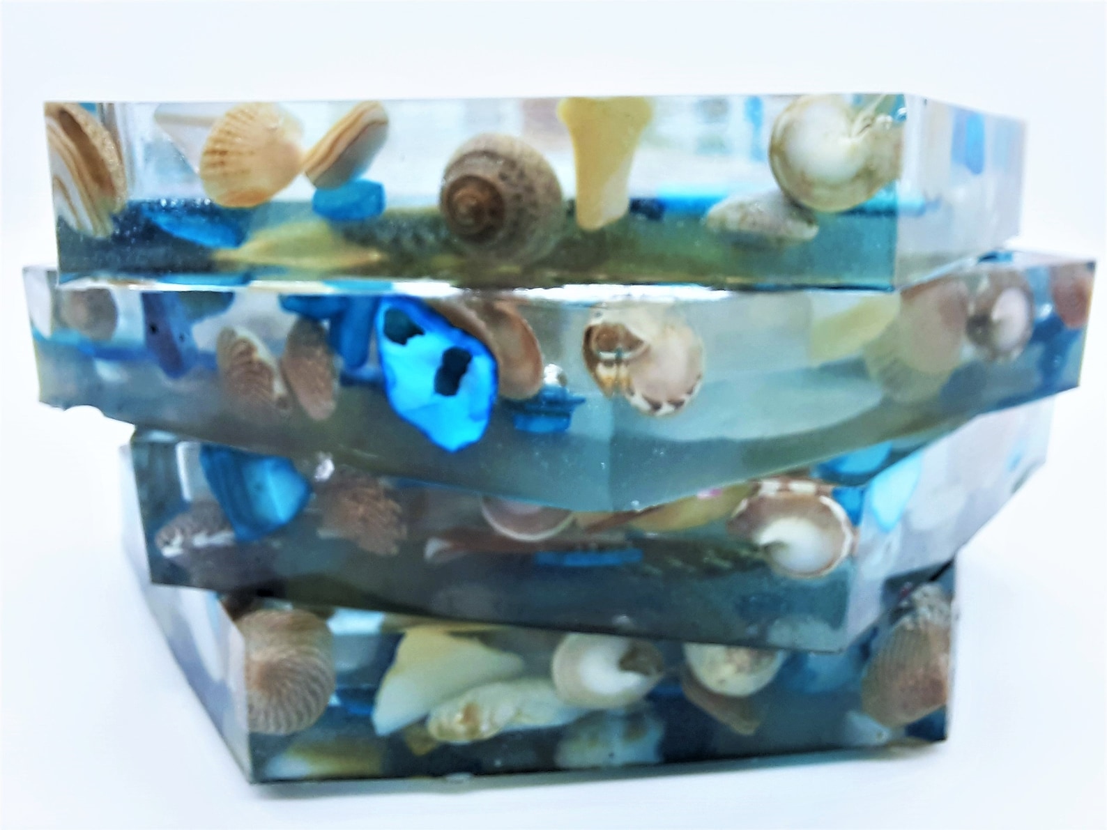 Eco-friendly Resin Seashell Coasters (set of 4) W/ Mica Powder ...