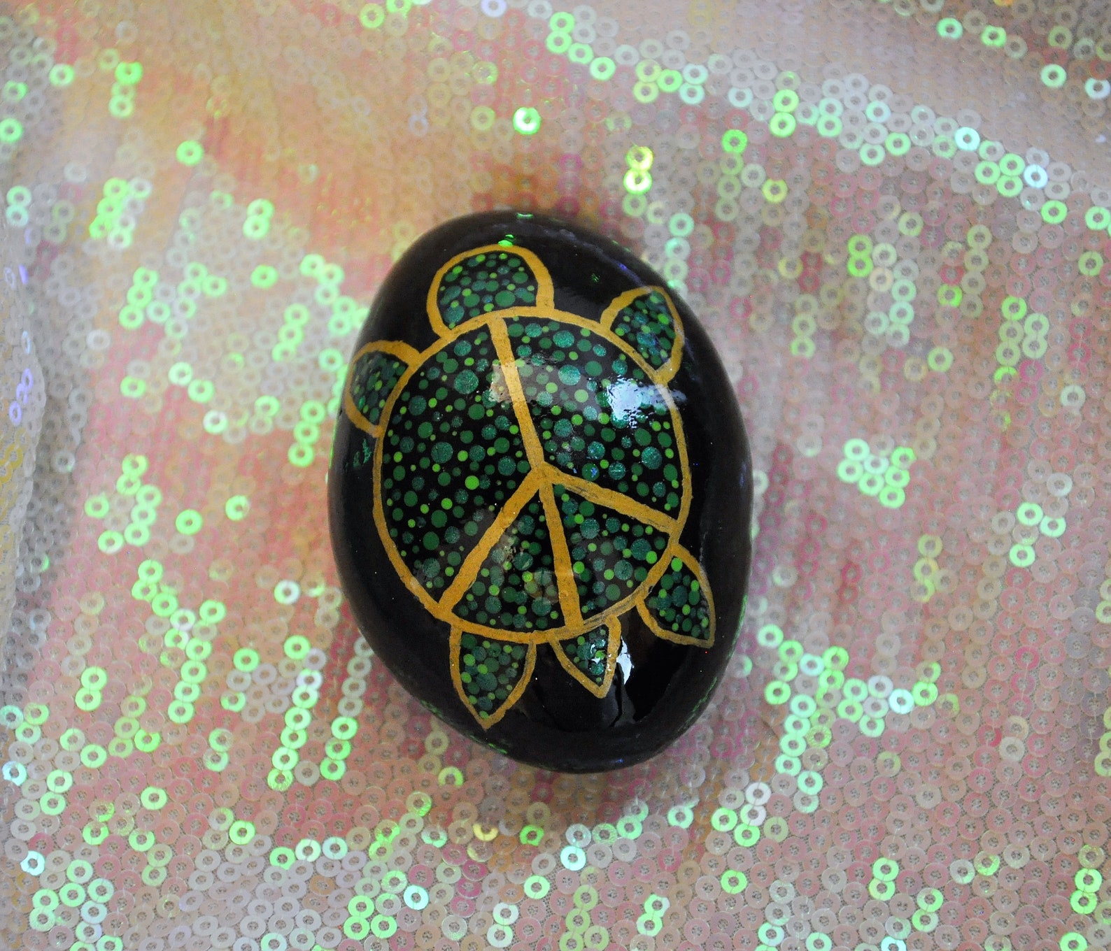 Handpainted Peace Sign Sea Turtle Dot Rock / Stone Sealed W/ - Etsy