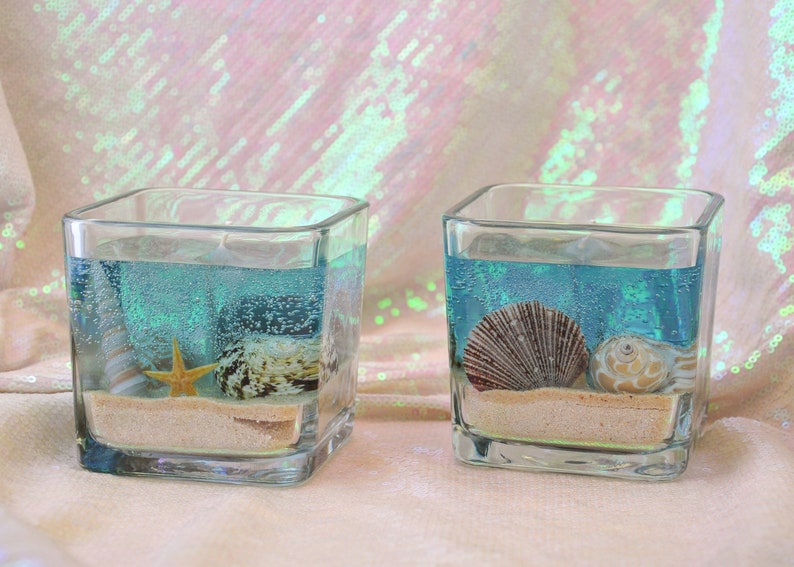 Scented Seascape Gel Candle Square Real Shells Sand - Etsy