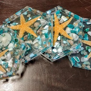 Eco-friendly Resin Seashell Coasters (set of 4) W/ Mica Powder ...