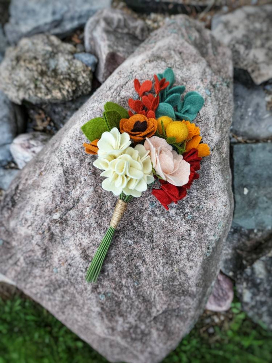 Small Felt Flower Bouquet, Fall Bouquet, Fall Flowers, Wildflower Felt ...