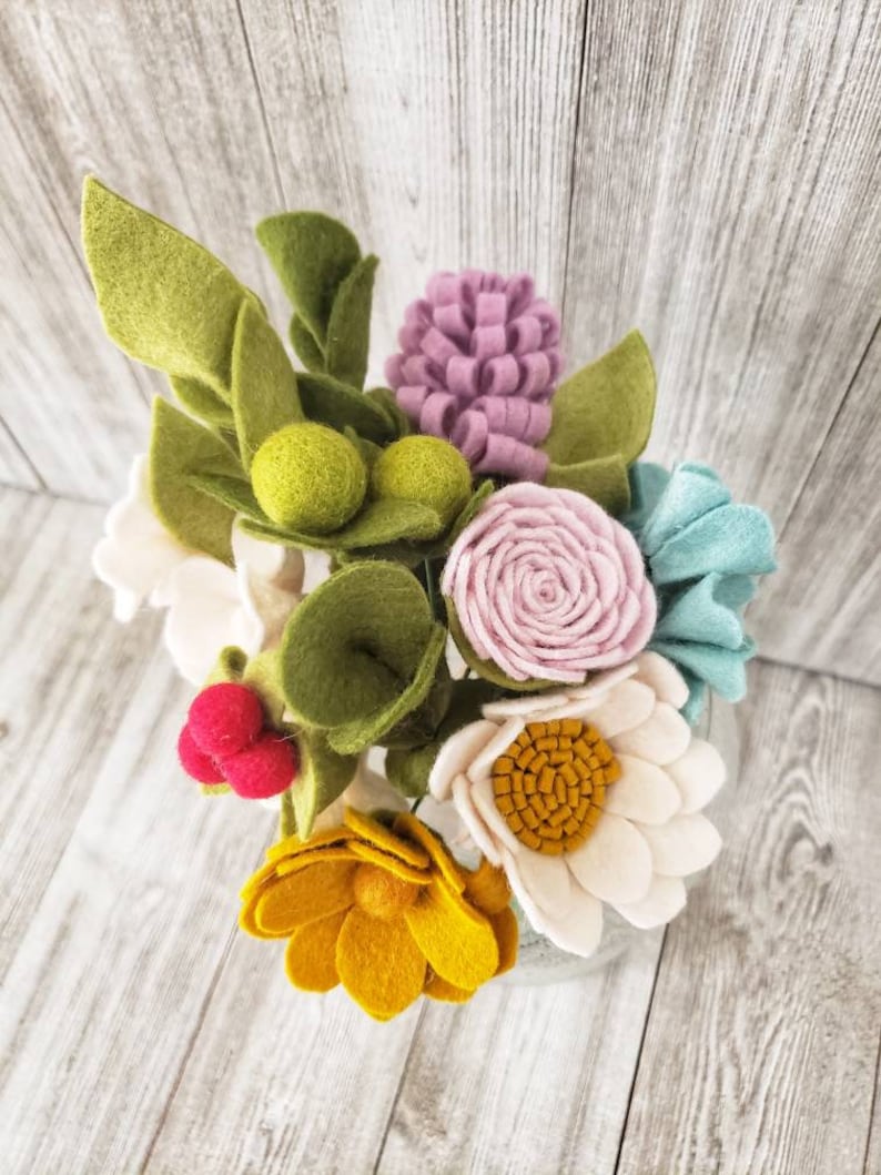 Small felt flower bouquet wildflower felt bouquet wildflower | Etsy