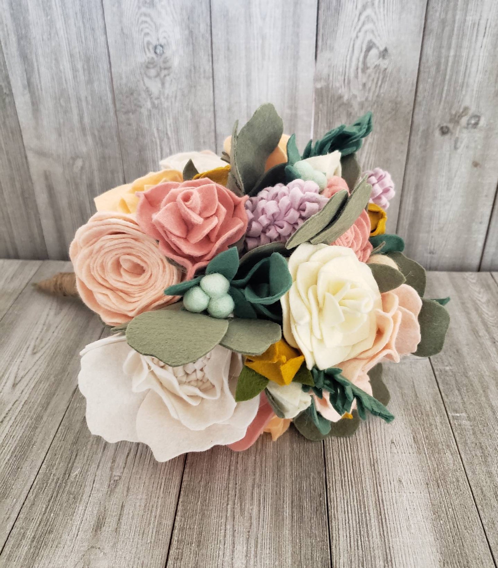 Large Wedding Bouquet, Wool Felt Floral Bouquet, Bridal Bouquet ...